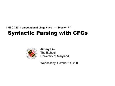 Ppt Syntactic Parsing With Cfgs Powerpoint Presentation Free