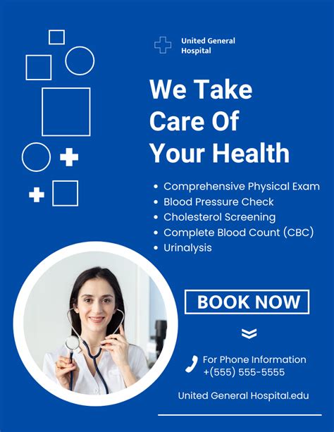 Hospital Dark Blue Medical Check Poster Template