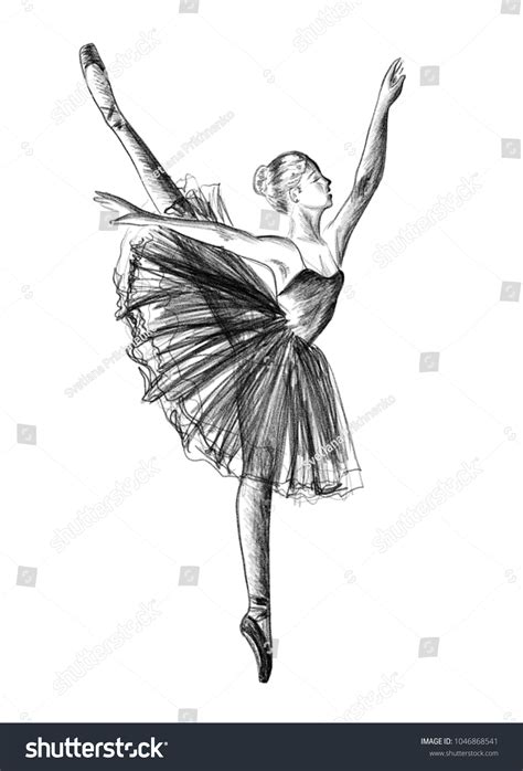 Ballerina Drawing Handdrawn Pencil Isolated On Stock Illustration 1046868541