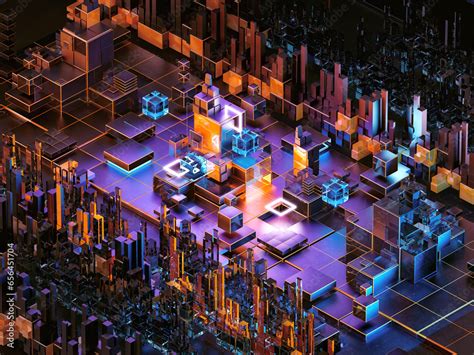 Abstract Isometric Interface Design Digital Isometric Design Block On