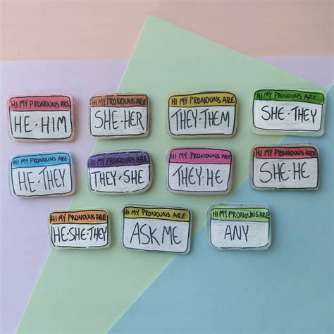 Shrink Plastic Pronoun Pins By Plutonian Incube8r