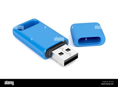 Blue Usb Flash Drive On White Background Stock Photo Alamy