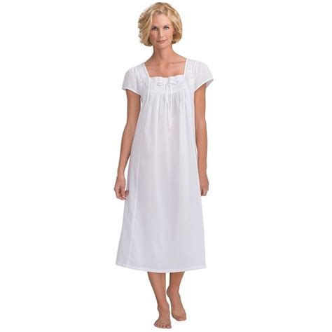 Womens Felicity Short Sleeve Lightweight Cotton Nightgown White White Cz1264opqsx