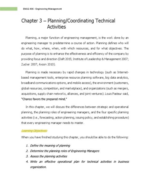 Engg 406 Module 3 Planning Or Coordinating Technical Activities Pdf Scenario Planning