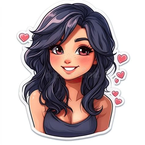 Cute Chibi Style Character With Dark Hair And Happy Expression Stock Illustration Illustration