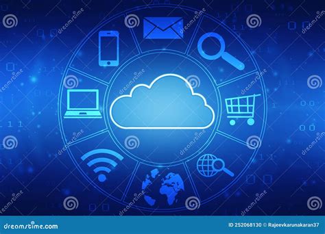 2d Illustration Of Cloud Computing Digital Cloud Computing Concept Background Stock