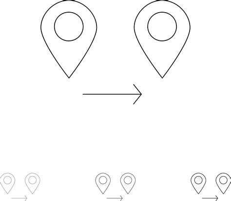 Gps Location Map Bold And Thin Black Line Icon Set 14648143 Vector Art