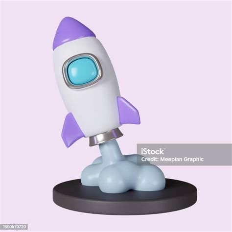 3d 비행 우주 로켓 우주선 로켓 점심 아이콘은 보라색 배경에 분리되어 있습니다 3d 렌더링 그림입니다 클리핑 패스 3차원 형태에 대한 스톡 사진 및 기타 이미지 Istock