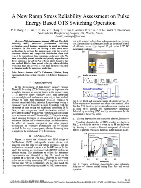 A New Ramp Stress Reliability Assessment On Pulse Energy Based Ots Switching Operation Pdf