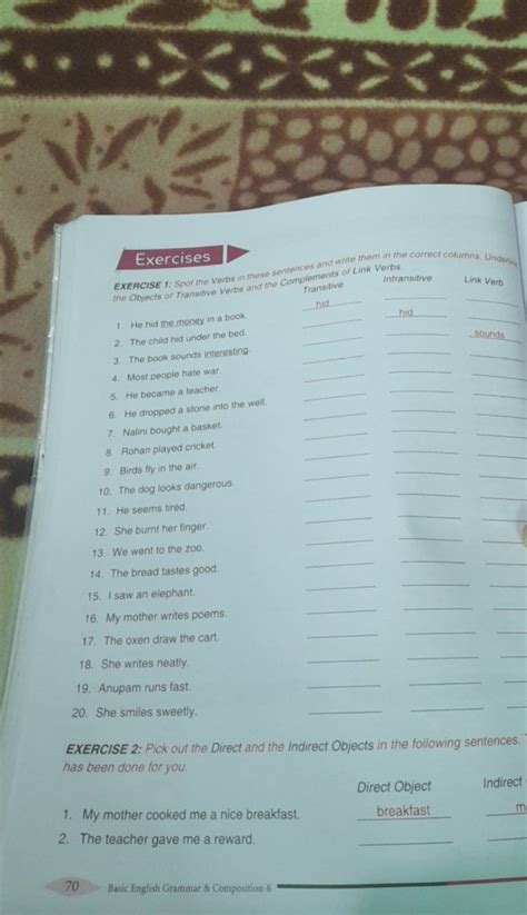 Exercises Exercise 1 Spot The Verbs In These Sentences And Write Them In