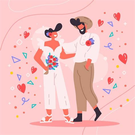 웨딩 커플 일러스트 무료 벡터