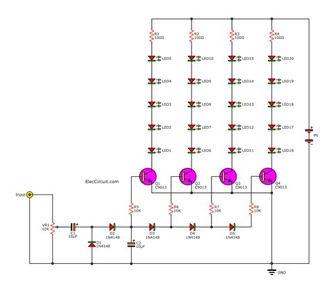 Analog Vu Meter Circuit Using Transistors