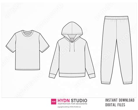 티셔츠 후드 티셔츠 스웨트팬츠 도식화 디자인 세트 헤이든스튜디오