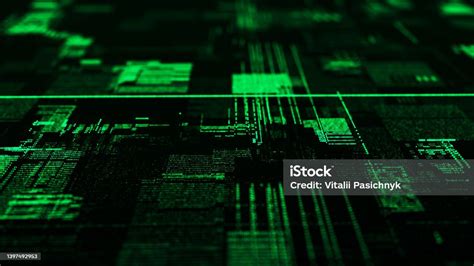 컴퓨터 기술 배경 디지털 데이터 흐름 네트워크 연결 구조입니다 빅 데이터 시각화 3d 렌더링 녹색에 대한 스톡 사진 및 기타 이미지 Istock
