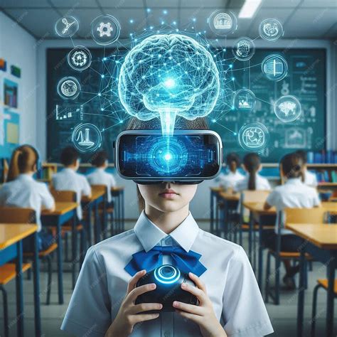 Vr Headset Using Ai Artificial Intelligence Technology Machine Learning Premium Ai Generated Image