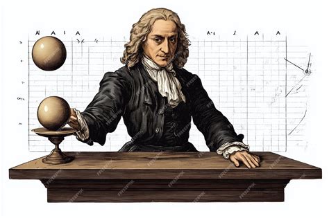 Isaac Newton Depicting The Laws Of Gravity Premium Ai Generated Image