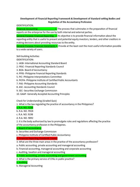 Development Of Financial Reporting Framework And Development Of Standard Setting Bodies And