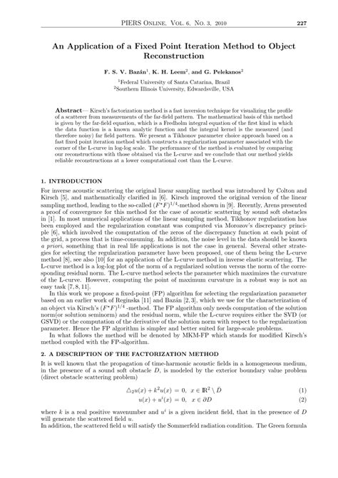Pdf An Application Of A Fixed Point Iteration Method To Object
