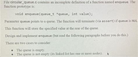 Solved File Circularqueuec Contains An Incomplete