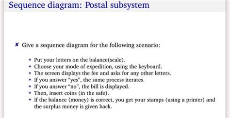 Solved Sequence Diagram Postal Subsystem Give A Sequence Diagram For