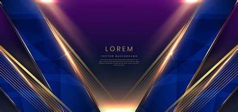 추상적인 럭셔리 골든 라인이 짙은 파란색 배경에 대각선으로 겹쳐져 조명 효과가 있습니다 템플릿 프리미엄 어워드 디자인 3차원 형태에 대한 스톡 벡터 아트 및 기타 이미지