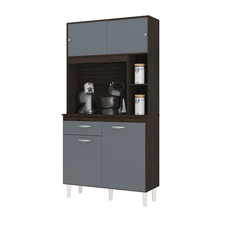 Kit Cozinha Ana Cm Portas Chocolate Cinza Platinum Madeiramadeira