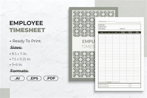 Employee Timesheet Printable Template Graphic By JUNDI Creative Fabrica
