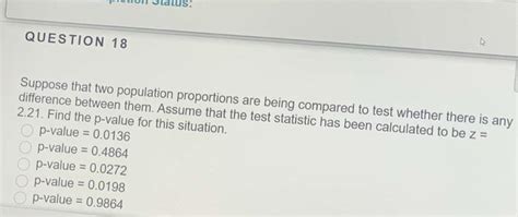 Solved S QUESTION 18 Suppose That Two Population Chegg Com