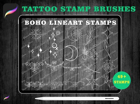 Boho Procreate Brushes Outline Brushes Boho Element Stamps Etsy