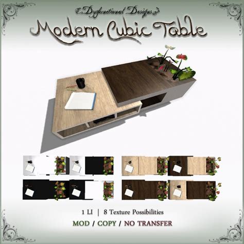 Second Life Marketplace [ddd] Modern Cubic Table