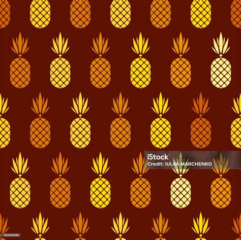 파인애플추상 벡터 원활한 패턴 화려한 파인애플이나 아나나 현대 과일 배경 열대 배경 벡터 열대 자연 아나나 원활한 패턴입니다 달콤한 과일 인쇄 갈색에 대한 스톡 벡터 아트