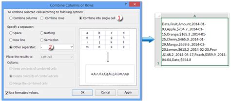 Concatenate Columnrowcells Into One Cell With Comma Space Line Break