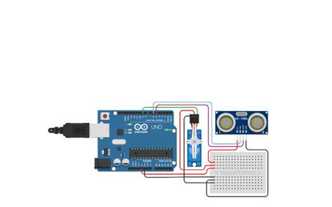 Circuit Design Control Servo Using Ultrasonic Sensor Tinkercad
