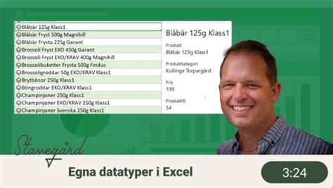 Egna Datatyper I Excel Custom Data Types Föreläsare Och Excel