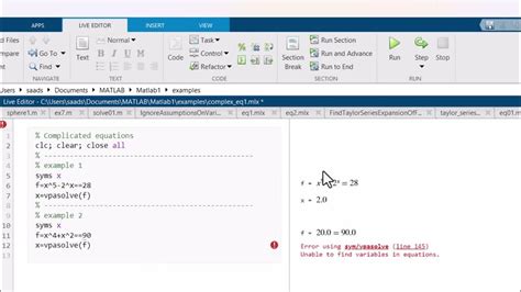 Video 31 Matlab Solving Complicated Equations Saad Shahin Youtube