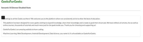 Semantic Ui Dimmer Disabled State Geeksforgeeks