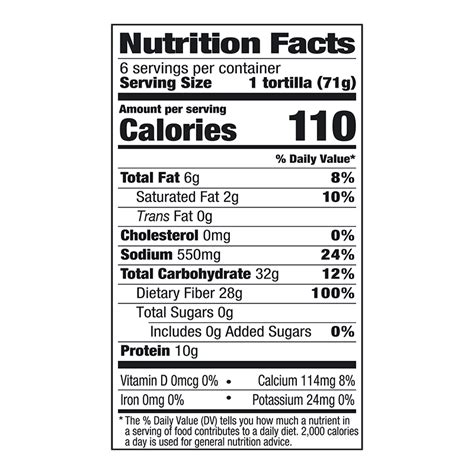 Flour Tortilla Nutrition Label Hero Flour Tortillas™ 1g Net Carbs