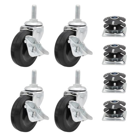 Outwater 1 12in Square Metal Double Star Caster Insert With Brakes