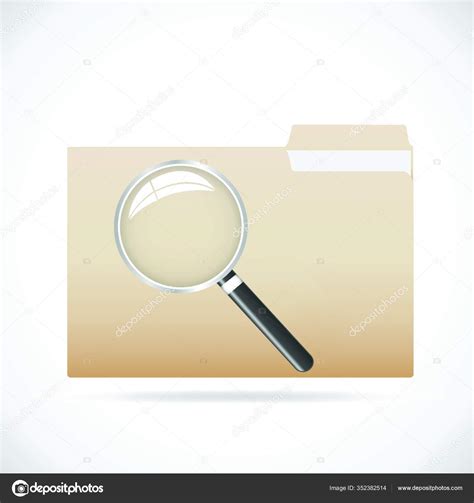 Illustration Folder Magnifying Glass Isolated White Background Stock Vector By