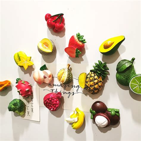 Badu Bg Магнит за хладилник Изкуствени зеленчуци Магнит Смола Храна Паста за хладилник Плодове