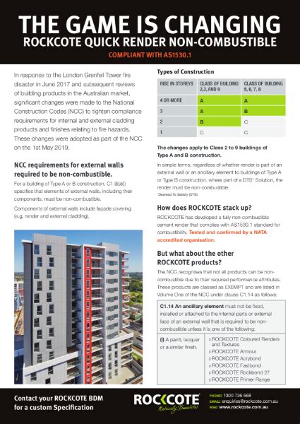 Rockcote Quick Render Non Combustible Flyer Rockcote Nbs Source