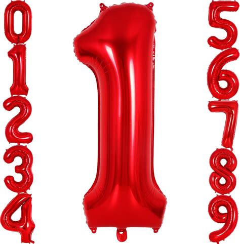 Red Number 1 Balloon 40 Inch Big Large Foil Helium Number