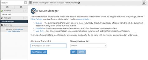 Customizing Cpanel Feature Manager Reclaim Hosting