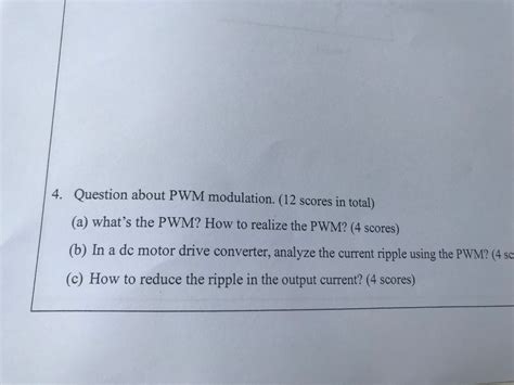 Solved 4 Question About Pwm Modulation 12 Scores In