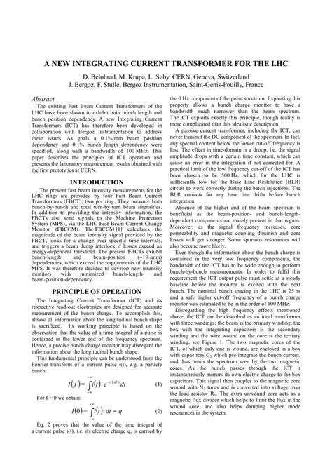 Pdf A New Integrating Current Transformer For The Lhc