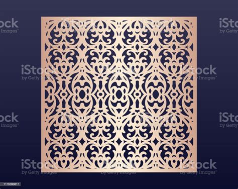 패턴 절단 템플릿 레이저 컷 사각형 장식 패널 결혼식 초대장 또는 인사말 카드 템플릿 캐비닛 프렛 워크 화면입니다 금속 디자인 나무 조각 Diy에 대한 스톡 벡터 아트 및