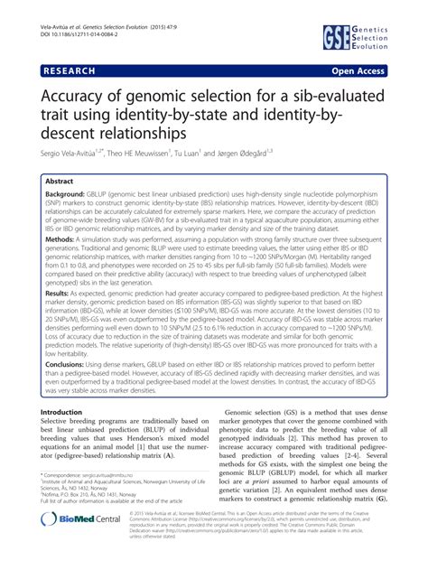 Pdf Accuracy Of Genomic Selection For A Sib Evaluated Trait Using