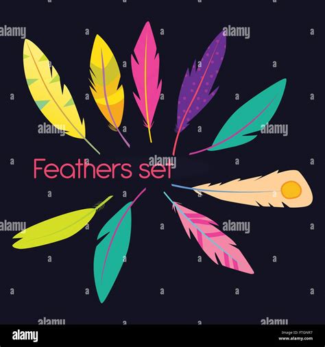 Vector Set Of Stylized Or Abstract Feathers Stock Vector Image And Art Alamy