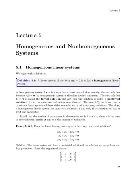 Homogeneous Solution
