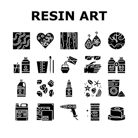 Resin Art Creation Collection Icons Set Vector 10405148 Vector Art At Vecteezy